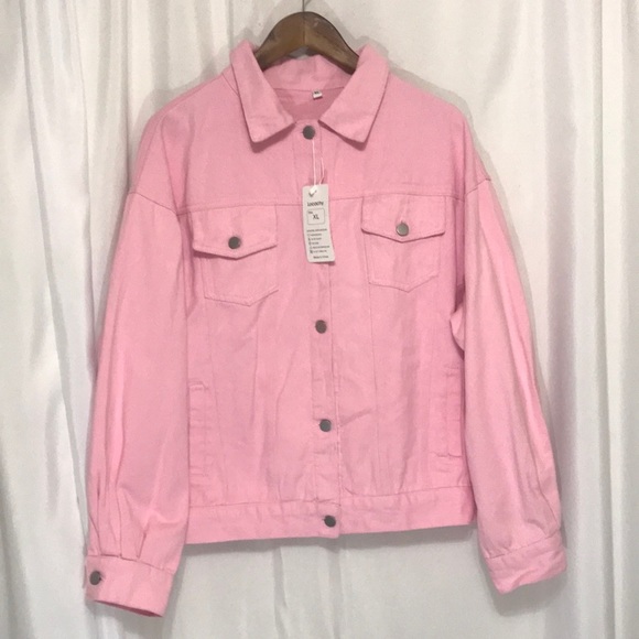 Jackets & Coats | Nwt Pink Denim Jean Jacket Size Xlarge | Poshmark
